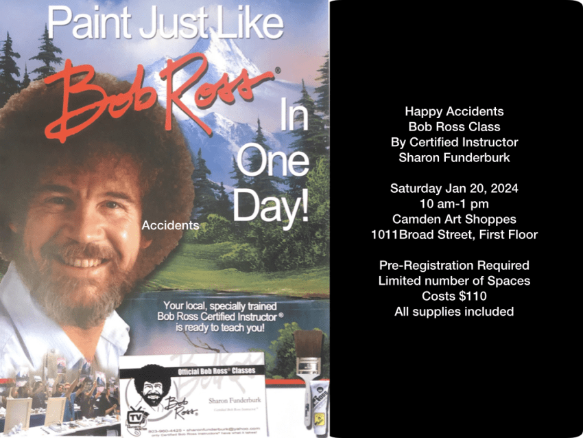 Happy Accidents Bob Ross Class with Sharon - Camden Art Shoppes